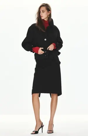 Mango Shirt Collar Belted Jacket