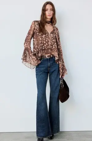 Mango Printed Chiffon Top
