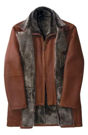 Allen Edmonds Genuine Shearling Leather Car Coat