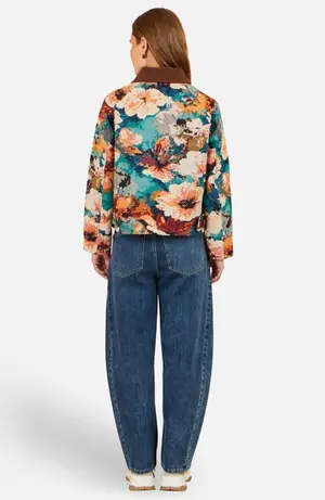 YUMI Floral Woven Bomber Jacket