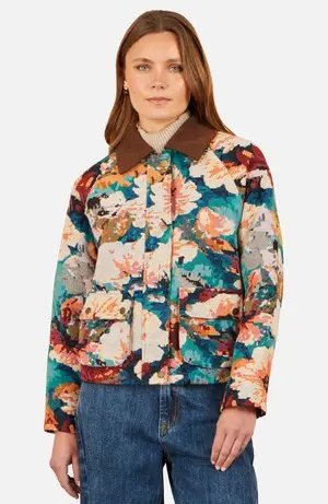 YUMI Floral Woven Bomber Jacket