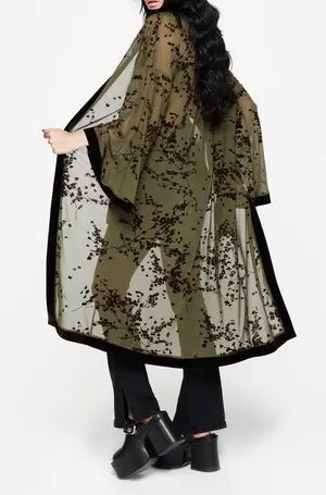 DISTURBIA Jael Flocked Longline Mesh Robe
