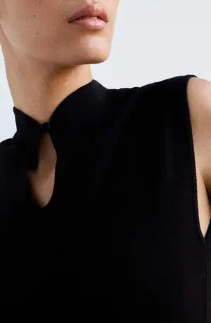 Mango Cut-out Sleeveless Mock Neck Sweater