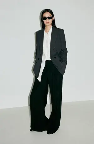 Mango Plaid Double Breasted Blazer