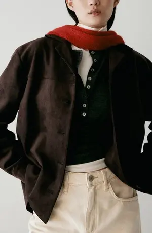 Mango Tor Faux Suede Overshirt - Chocolate