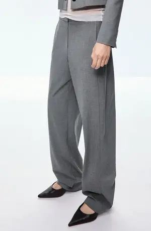 Mango Straight Leg Seam Detail Pants