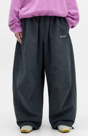 IETS FRANS Sid Microcheck Sweatpants - Navy