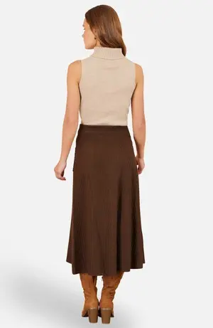 YUMI High Waist Ribbed Knit Midi Skirt