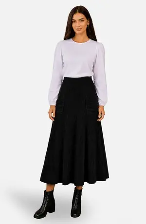YUMI Knitted Midi Skirt