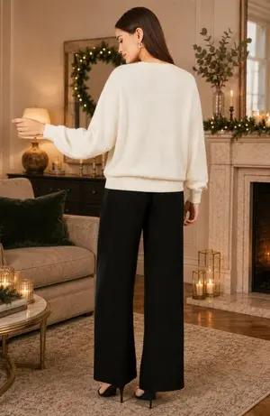 YUMI Sequin Bow Relaxed Jumper