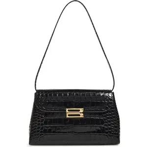 Victoria Beckham Dorian Croc Embossed Leather Trapeze Bag