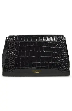 Victoria Beckham Dorian Croc Embossed Leather Trapeze Bag