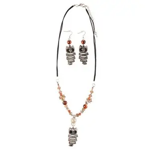 GALLERIE II Hoot Owl Halloween Necklace Set - Silver