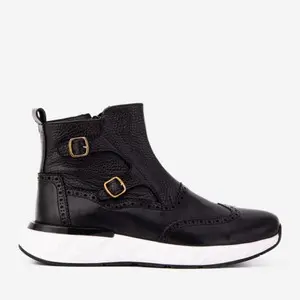 VINCI LEATHER SHOES The Stealth Wingtip Buckle Leather Boot - Black