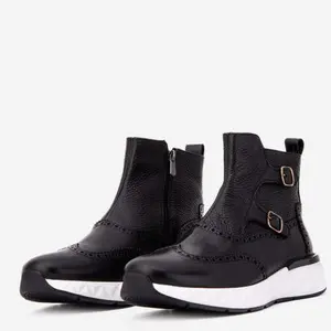 VINCI LEATHER SHOES The Stealth Wingtip Buckle Leather Boot