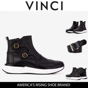 VINCI LEATHER SHOES The Stealth Wingtip Buckle Leather Boot