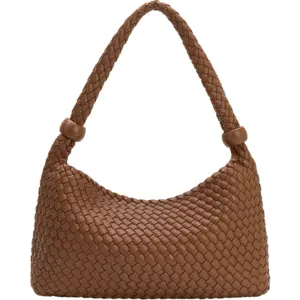 MELIE BIANCO Quinn Recycled Vegan Leather Shoulder Bag Saddle