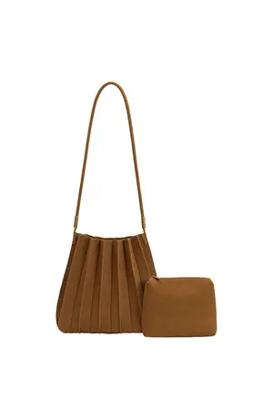 MELIE BIANCO Carrie Pleated Vegan Suede Shoulder Bag
