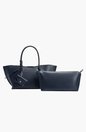 MELIE BIANCO Astrid Recycled Vegan Leather Tote Bag - Navy
