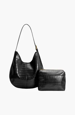 MELIE BIANCO Stefanie Recycled Vegan Leather Shoulder Bag - Black