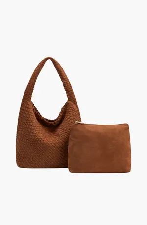 MELIE BIANCO Johanna Recycled Vegan Suede Shoulder Bag - Tan