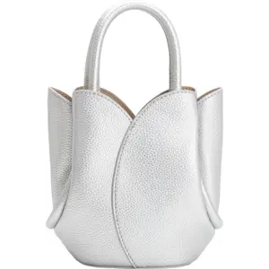 MELIE BIANCO Tulip Mini Recycled Vegan Top Handle Bag - Metallic Silver