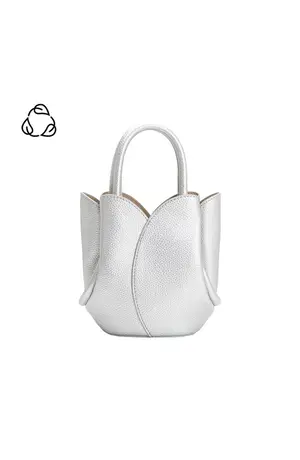 MELIE BIANCO Tulip Mini Recycled Vegan Top Handle Bag - Metallic Silver