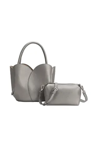 MELIE BIANCO Tulip Recycled Vegan Top Handle Bag - Pewter