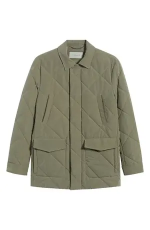 Canali Regular Fit Quilted Coat - Green