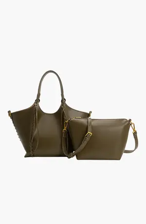 MELIE BIANCO Belinda Recycled Vegan Leather Tote Bag - Olive