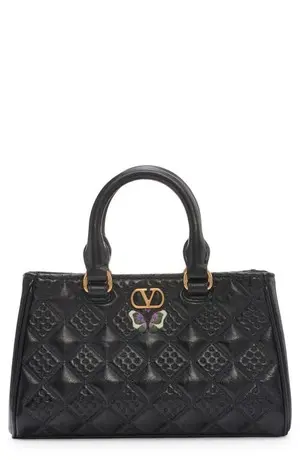 Valentino Garavani Flutterby Mini Leather Crossbody Bag - Black
