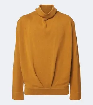 Valentino Garavani Draped Cashmere Turtleneck Sweater - Brown