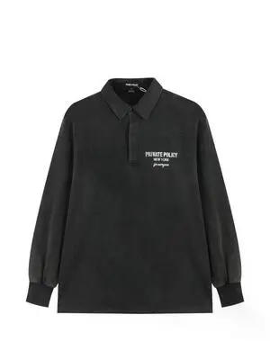 PRIVATE POLICY Washed Long-sleeve Polo Shirt