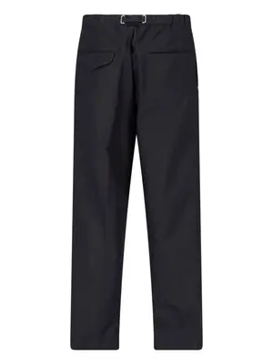 WHITE SAND Straight-leg Belted Trousers - Black