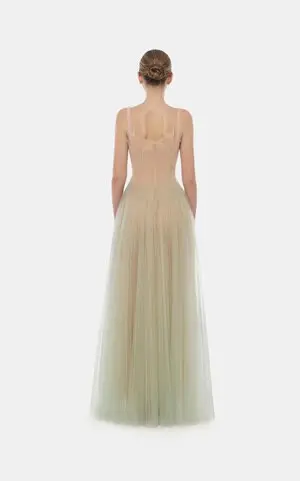 MONTSAND Corset Tulle Maxi Dress