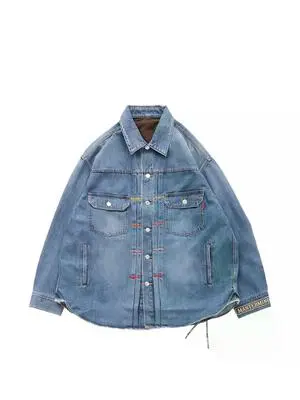 MASTERMIND WORLD Skull-patch Panelled Denim Jacket - Blue