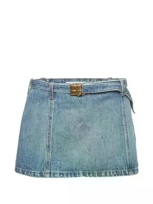 Miu Miu Belted Denim Midi Skirt
