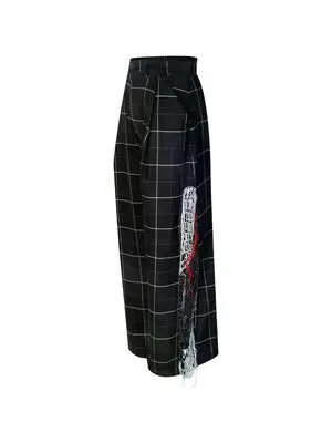 SAHAR JABERIAN Asymmetric-wrap Check-print Trousers