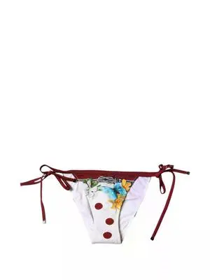 Dolce & Gabbana Floral-print Polka-dot Bikini Bottoms - White