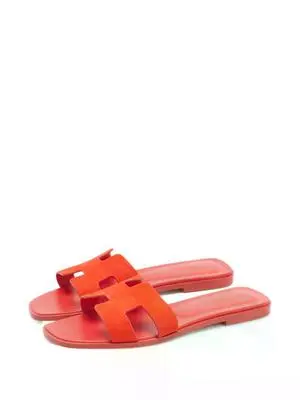 Hermès Oran Suede Slides - Orange