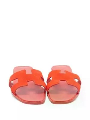 Hermès Oran Suede Slides - Orange