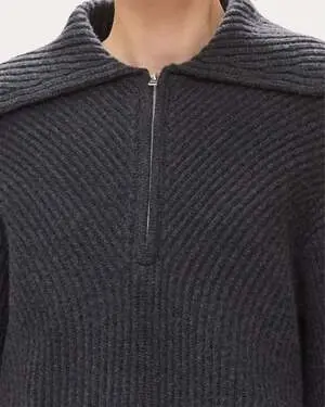 Theory Ribbed Wool Cashmere Half-zip Sweater