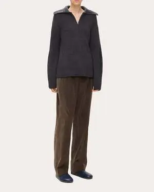 Theory Ribbed Wool Cashmere Half-zip Sweater
