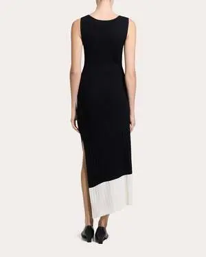 Theory Rib Knit Asymmetric Boatneck Midi Dress