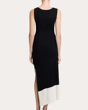 Theory Rib Knit Asymmetric Boatneck Midi Dress
