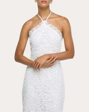 Waimari Blair Sequin Mesh Halter Maxi Dress