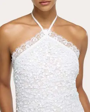 Waimari Blair Sequin Mesh Halter Maxi Dress