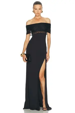 Kiki De Montparnasse Anemone Lace Long Dress - Black