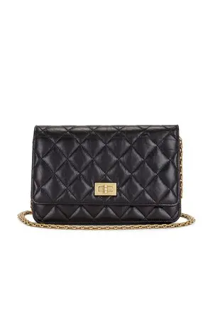 FWRD RENEW Chanel Lambskin 2.55 Reissue Wallet On Chain - Black