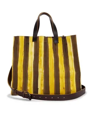 Fendi Pequin Stripe Tote Bag - Yellow
